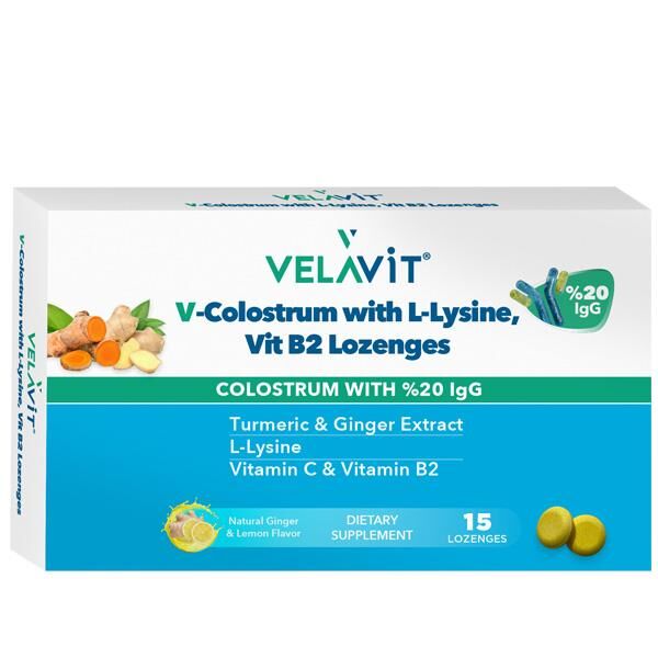 Velavit V Colostrum With L Lysine Vitamin B2 Lozenges 15 Pastil | Dermobu